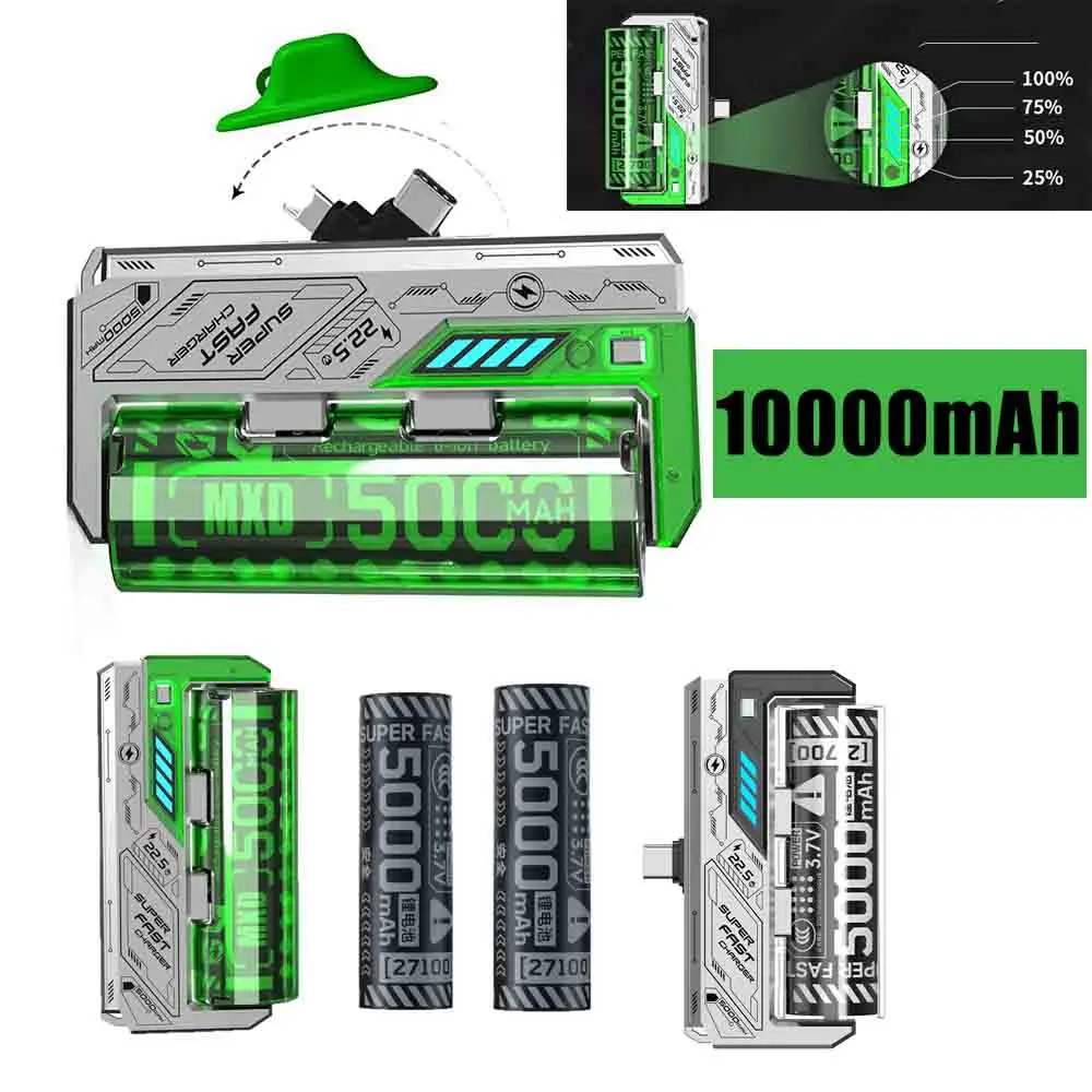 10000mAh Power Bank 21700 Removable Replaceable Battery 22.5W ...