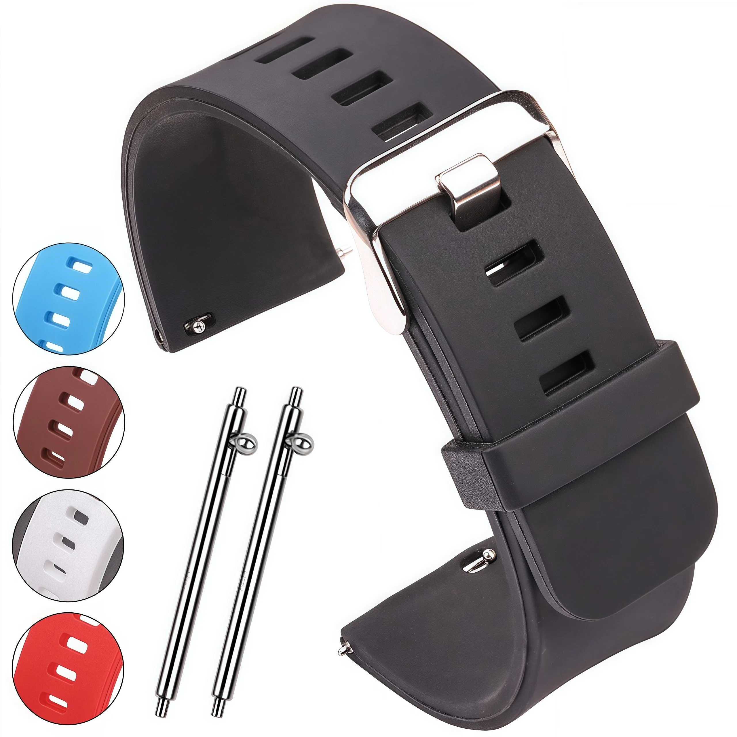 Silicone Ruber Watch Strap Band 18mm 20mm 22mm 5 Colors Watchbands ...
