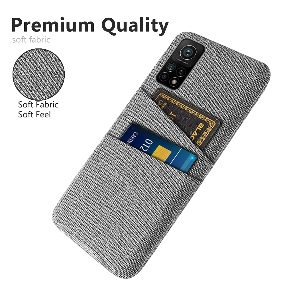 For Xiaomi Mi 10T Pro Case Luxury Dual Card Fabrics Texture Back Cover ...