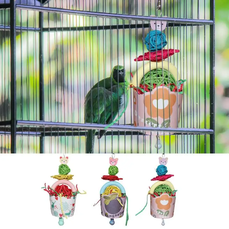 Bird-Paper-Bucket-Toys-Bird-Foraging-Chew-Toys-Parakeet-Cage-Chewers ...