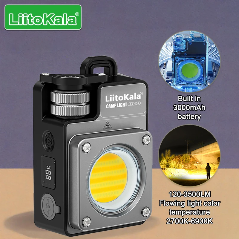 LiitoKala 120-3500LM Type-C Rechargeable Camping Light 18650 3000mAh ...