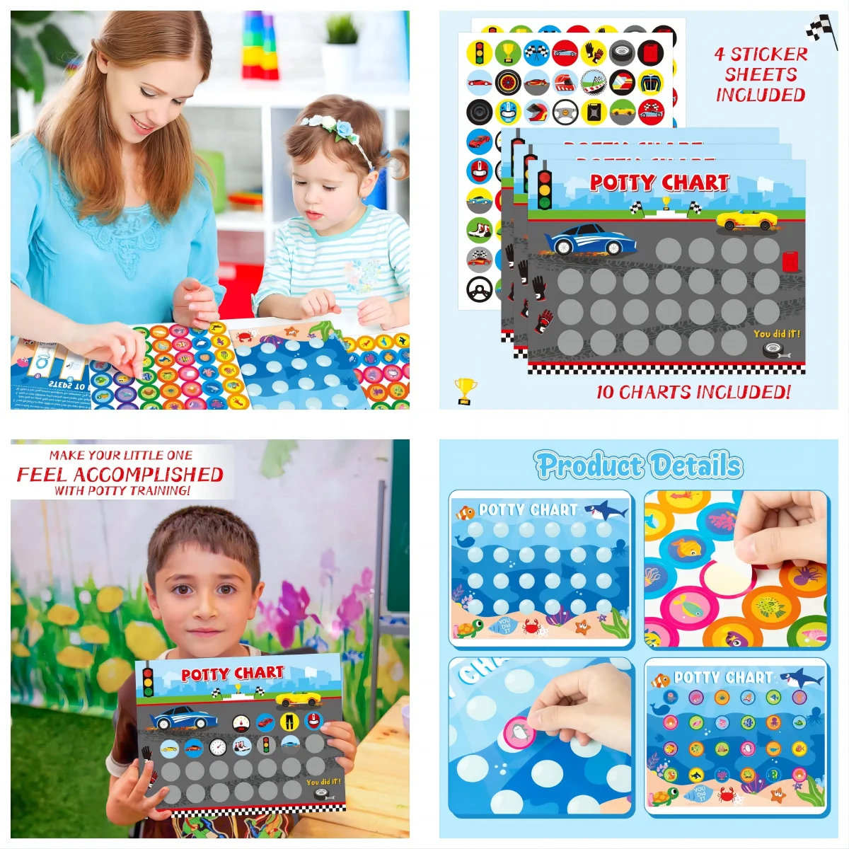 15pcs-Potty-Training-Chart-Kids-Favors-Racing-Car-Ocean-Animal-Them ...