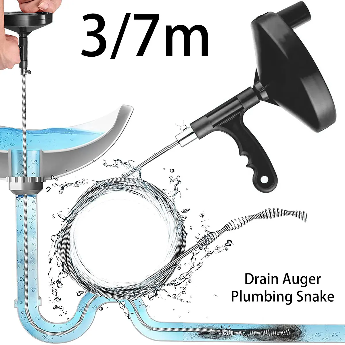 Plumbing Snake Drain Auger Manual Snake Drain Clog Remover with Non ...