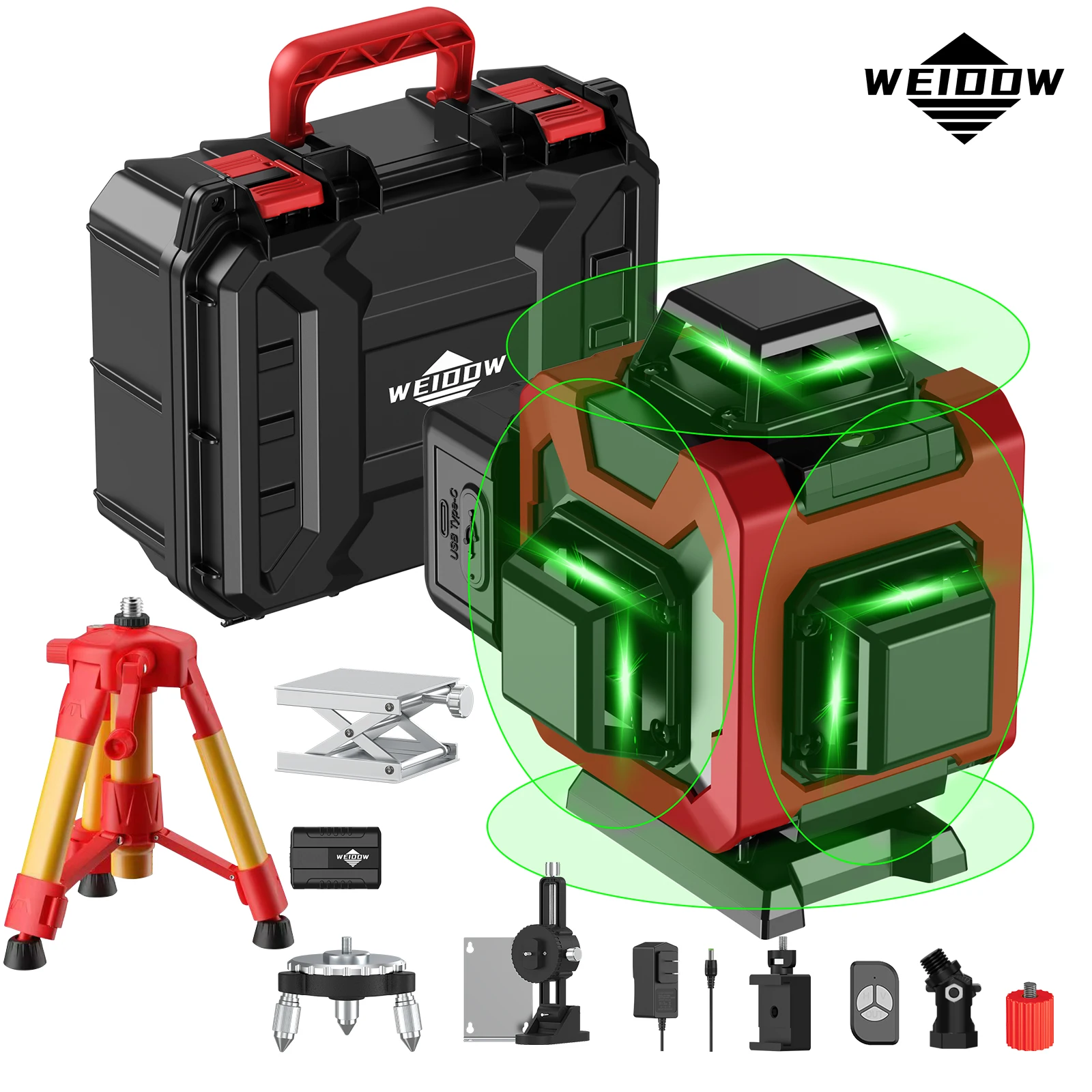 LFINE-4D-16-Lines-Laser-Level-with-Tripod-and-Suitcase-Horizontal-And ...