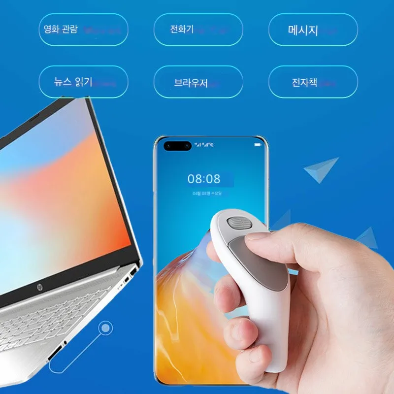 블루투스 무선 에어 마우스 충전식 C 타입 인체 공학적 마우스, 터치 컨트롤 엄지 손가락 미니 마우스, 휴대폰, 아이패드 태블릿 ...