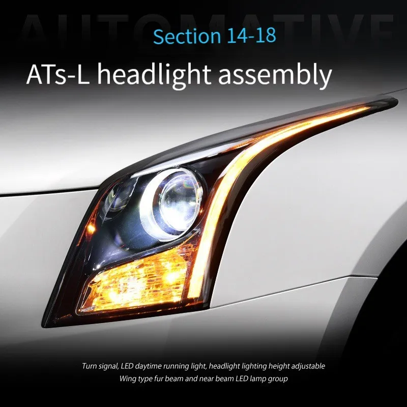 Applicable-to-Cadillac-ATSL-headlamp-assembly-ATS-refitted-LED-racehorse-daytime-running-lamp ...
