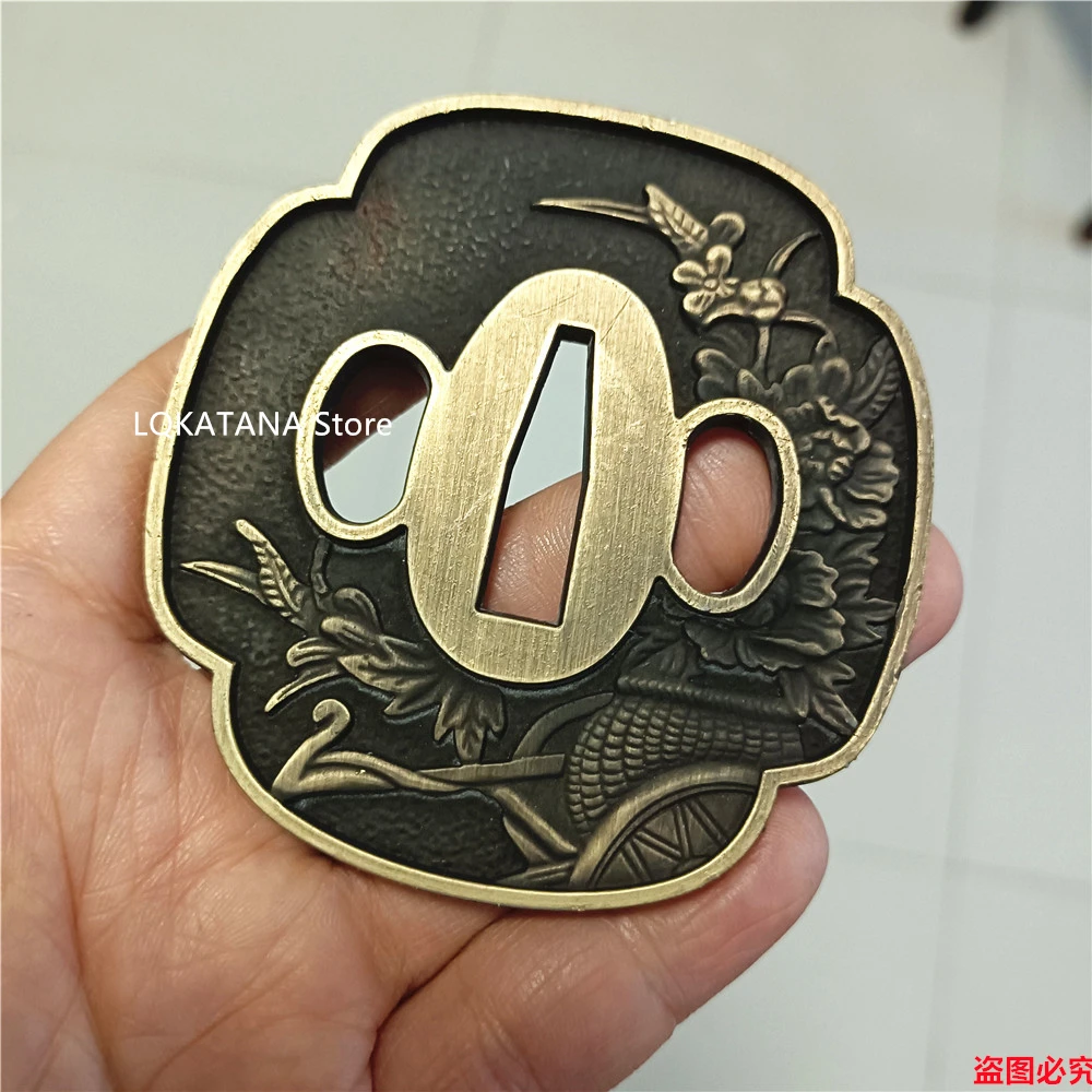 Very-Nice-Tsuba-Guard-Alloy-Carved-Flower-Fitting-For-Japanese-Sword ...