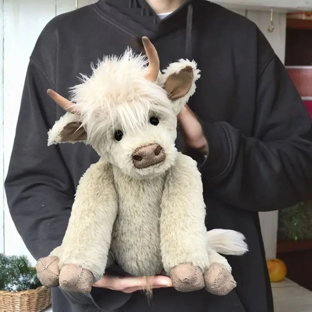 Stuffed Animal Plushie Cattle Figure Toys Longhair Bull Doll Scottish ...
