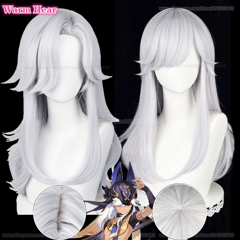Game-Cyno-Synthetic-Hair-2-Styles-65cm-Long-Silver-White-Cosplay-Anime ...