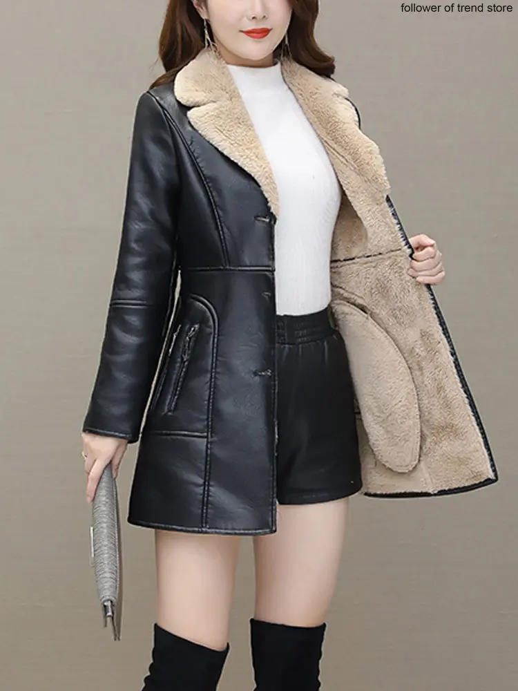 2022 Casaco De Pele Feminina, Médio Longo Coreano Outono Inverno, Pelúcia Engrossado, Pele Do ...