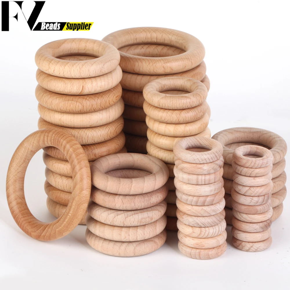 Nature Beech Wood Beads 25 70mm Hollow Circle Ring Baby Teether Wood ...