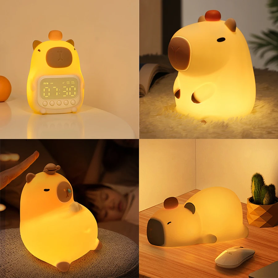 USB-Rechargeable-Cute-Cartoon-Capybara-Silicone-Night-Light-Timing ...