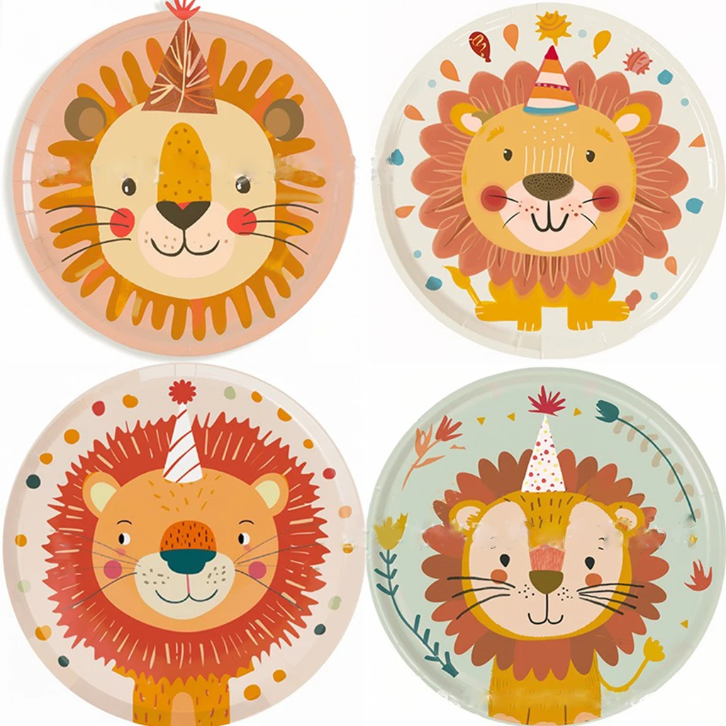 8pcs-Cartoon-Lions-Paper-Plates-Jungle-Safari-Animals-Party-DIY-Wild ...