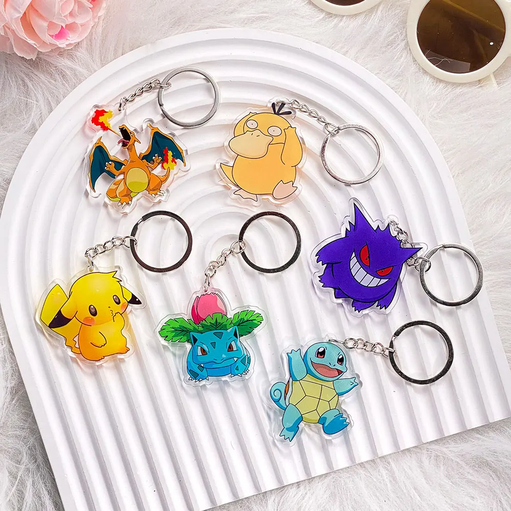 1/21PCS Pokémon Characters Pikachu Bulbasaur Acrylic Keychain Bag ...