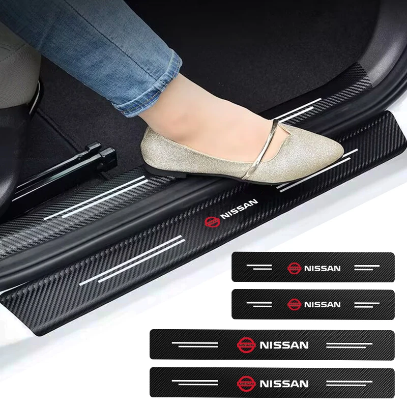 4pcs-Car-Door-Plate-Carbon-Fiber-Threshold-Protector-Sticker-Decals-For ...