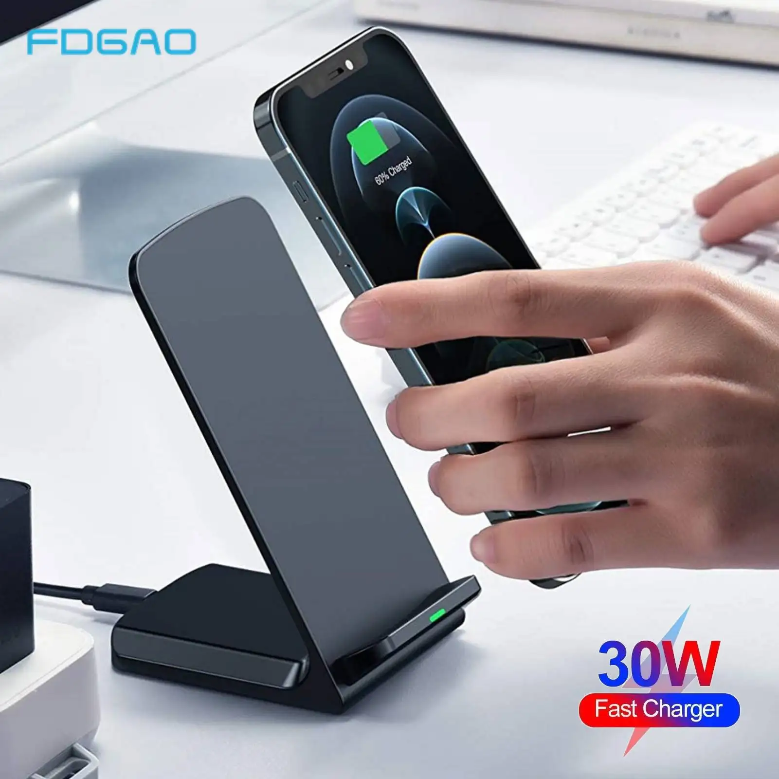 Estación de carga inalámbrica para teléfono, base de carga rápida para IPhone 14, 13, 12, 11 Pro ...