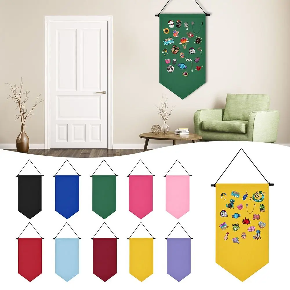 Triangle Flag Wall Hanging Canvas Banner Hanging Brooch Pin Display ...