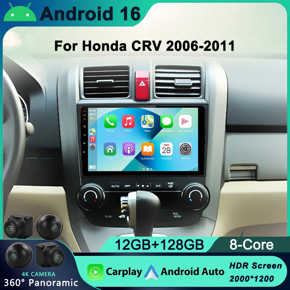 Android 13 Car Radio For Honda CR-V 3 RE CRV 2007-2011 Multimedia Video ...