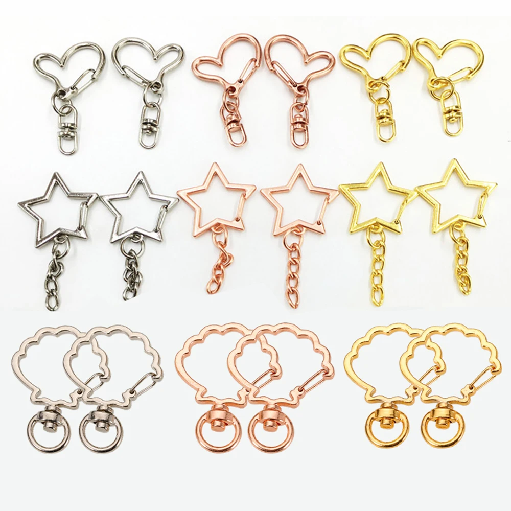 10Pcs-Cute-Star-Pentagram-Shell-Key-Chain-Key-Ring-With-Lobster-Clasp ...