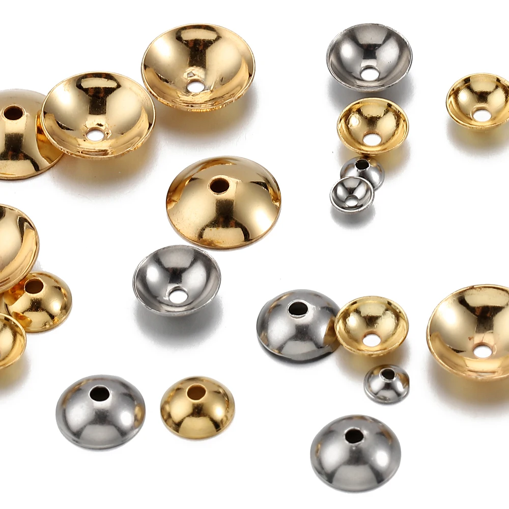 50pcs Gold Color Stainless Steel Round Caps Spacer Beads - AliExpress 36
