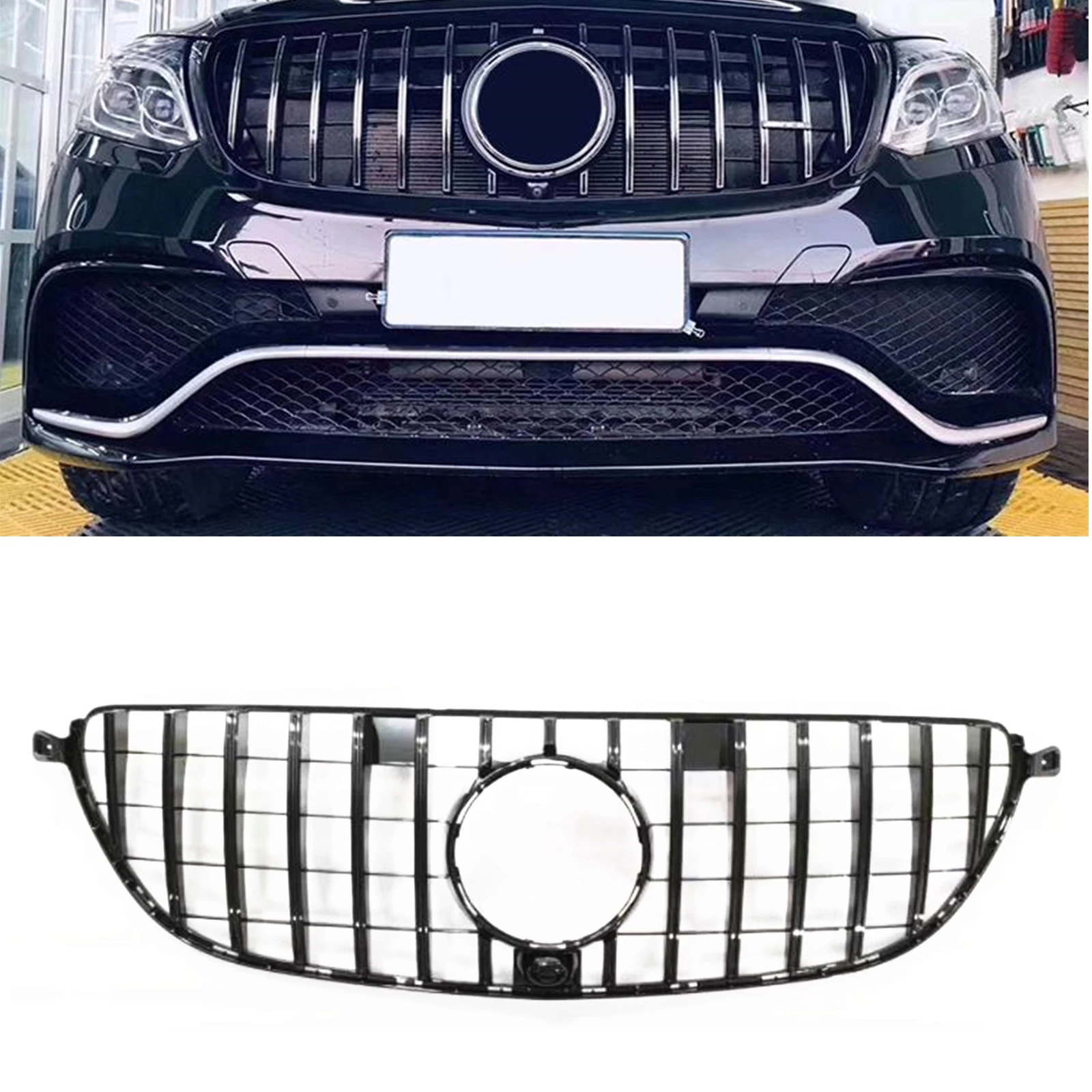 Black-Silver-Front-Grille-Grill-For-Mercedes-Benz-W166-GLE63-AMG-Only ...