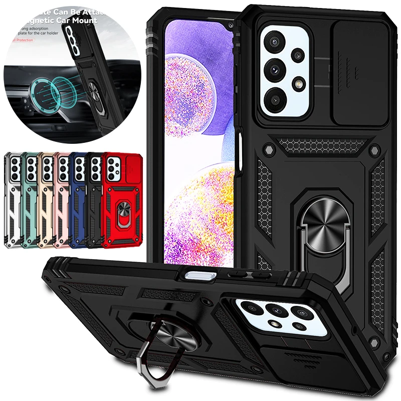 For Sumsung A23 4G Case Magnetic Holder Ring Slider Camera Armor Phone ...