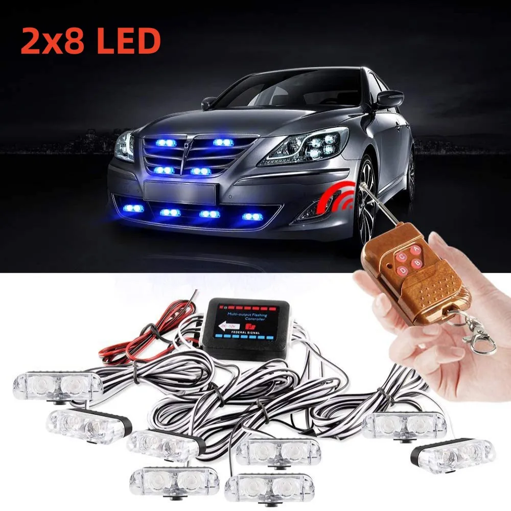 12V-Car-Grille-Strobe-Light-Head-8x2-LED-Flash-Lamp-Daytime-Running ...