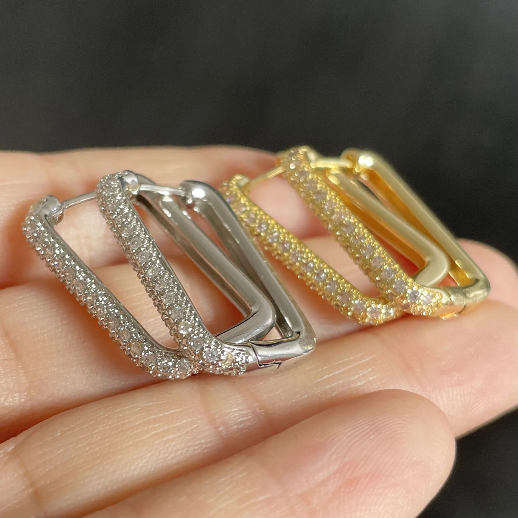 925 Sterling Silver Earrings For Women Trendy Simple GOld Earring ...