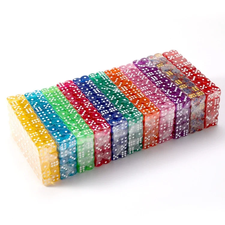 50PCS 14mm Colorful Transparent Dice Set - Rounded Edge Board Game Dice ...