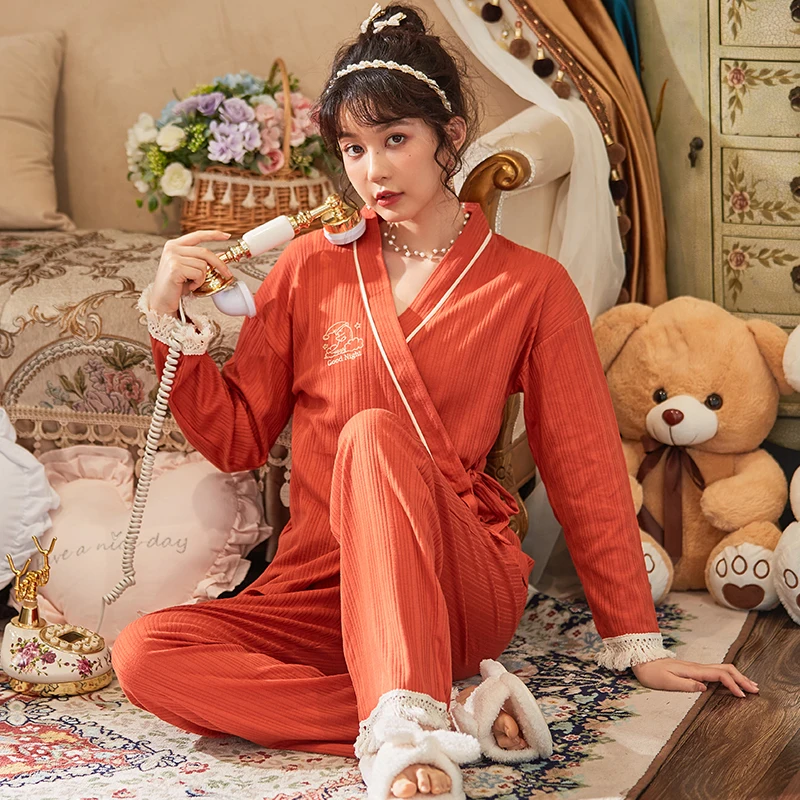 Cotton Robe Pants Kimono Yukata Nightgown | Japanese Style Women ...