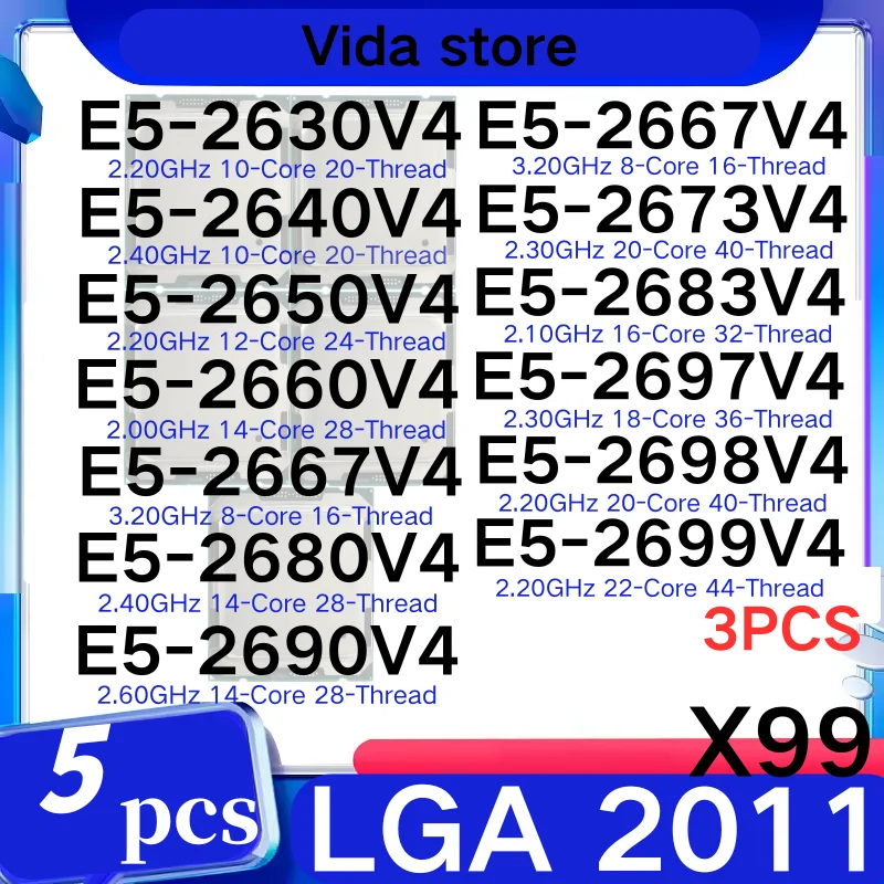3-5 шт., E5 2630V4 E5 2640V4 E5 2650V4 E5 2660V4 E5 2667V4 E5 2680V4 E5 2690V4 LGA2011 E5-2630V4 ...