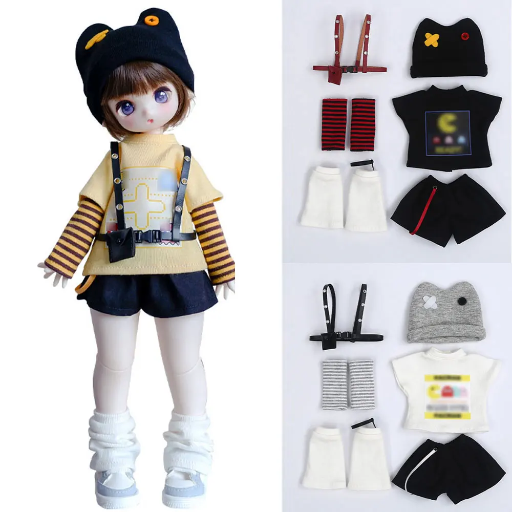 1/6 1/4 BJD Clothes Cute T-shirt Shorts Hat Socks Set for Big 1/6, Yosd ...