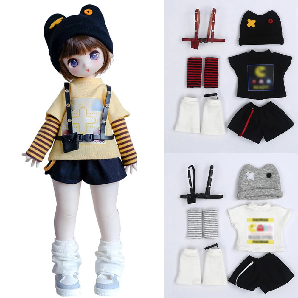 1/6 1/4 Bjd Clothes Cute T-shirt Shorts Hat Socks Set For Big 1/6, Yosd ...