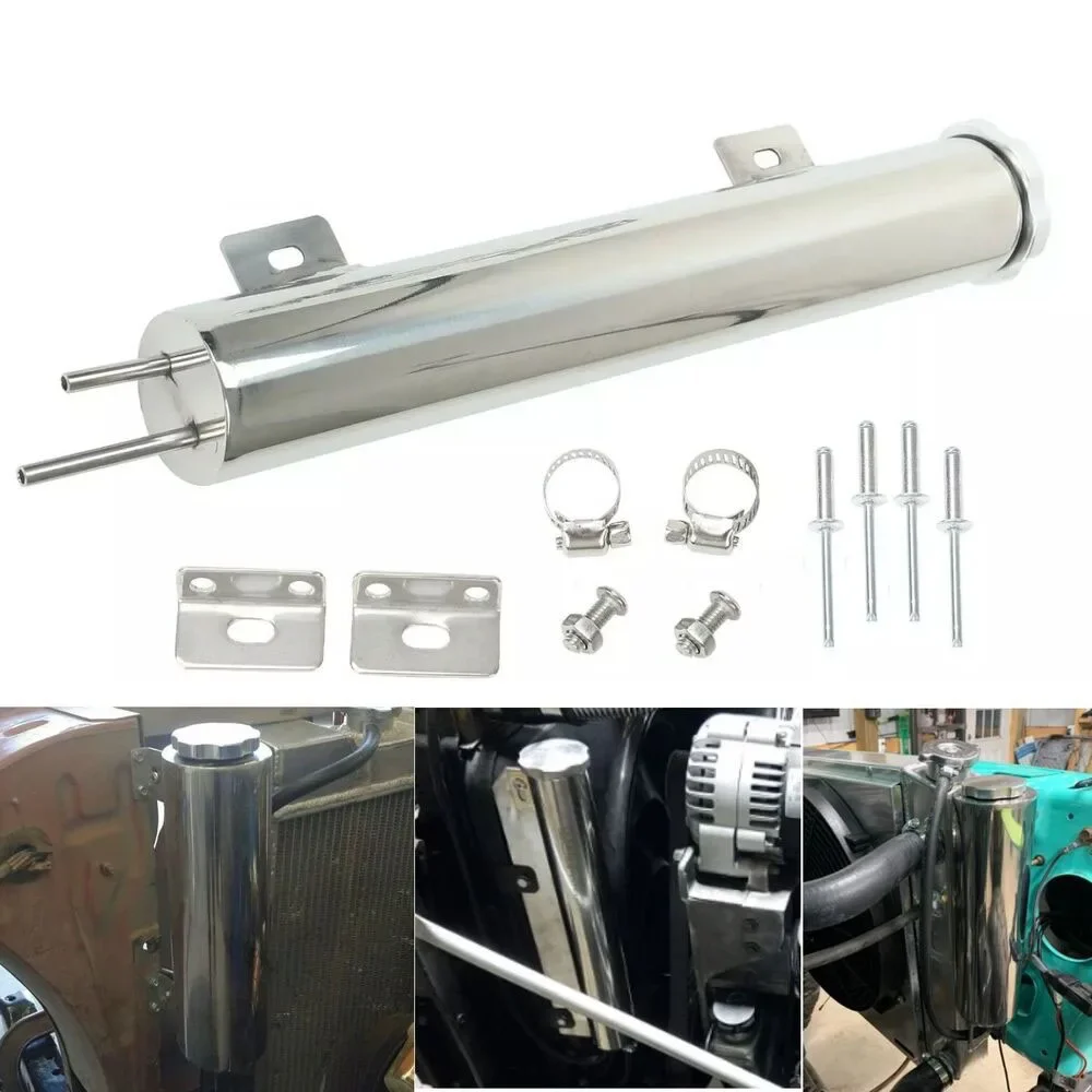 2-x13-Polished-Stainless-Steel-Radiator-Coolant-Overflow-Catch-Puke ...
