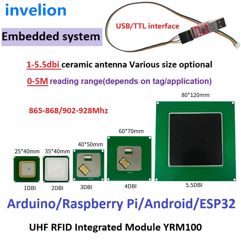 Módulo RFID integrado UHF, Arduino, Raspberry Pi, sistema integrado, USB, lector, escritor, UHF ...