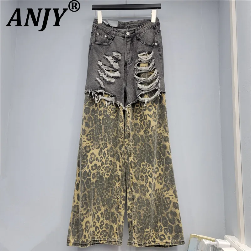 ANJY Autumn Winter New Women American High Street Trendy Leopard Print ...