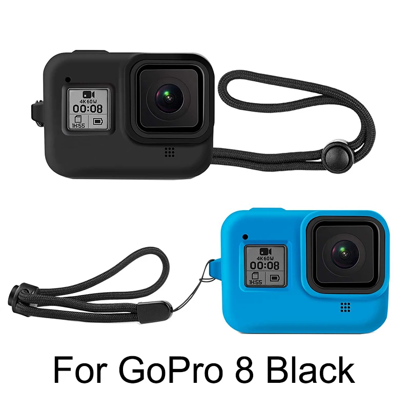 Black Blue Soft Silicone Case Full Cover Shell for GoPro Hero 8 Black ...