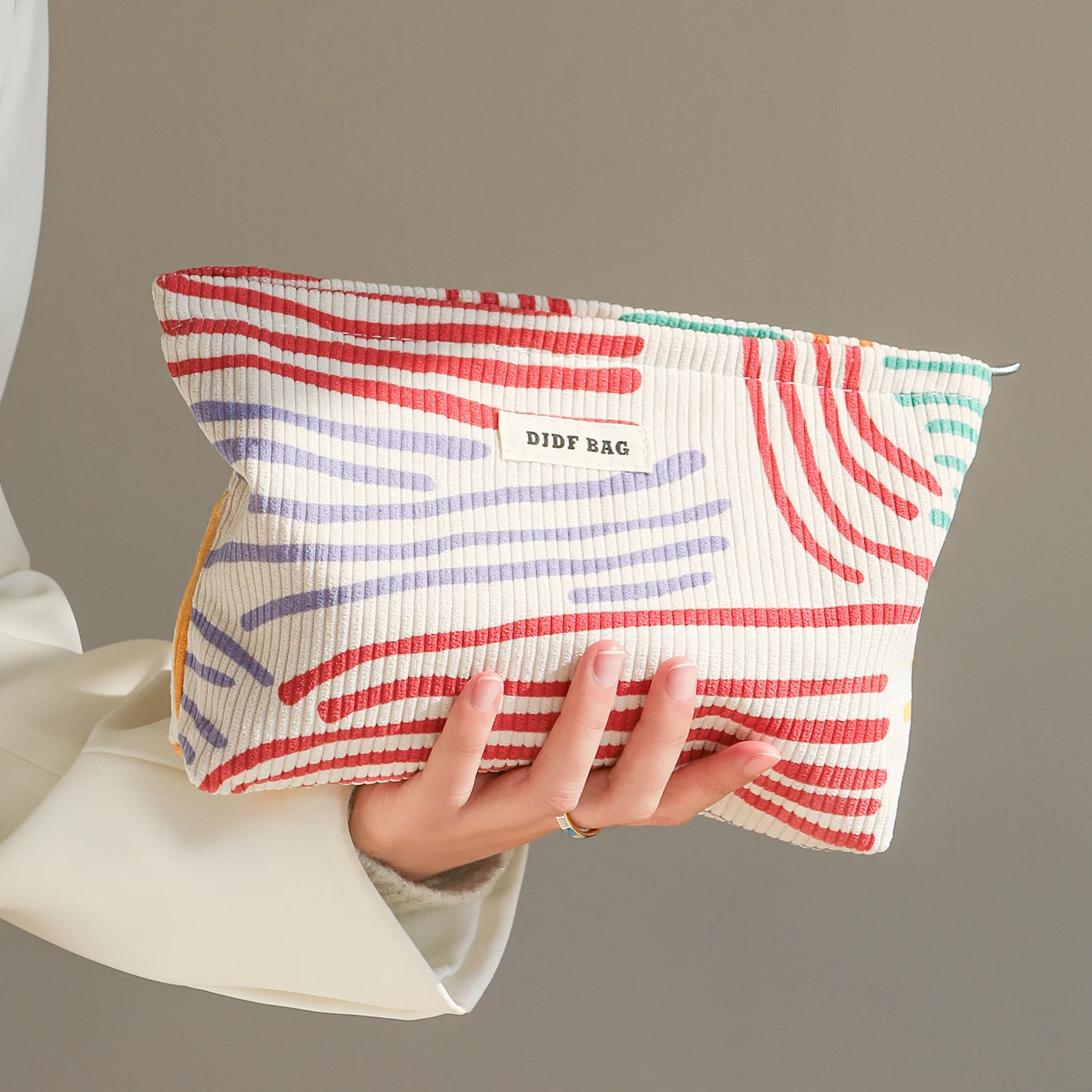 Color Stripe Women's Makeup Bag Portable Cosmetics Sanitary Napkin ...