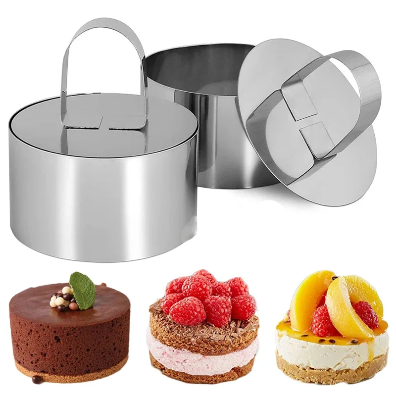 Edelstahl-Mousse-Ring-Kuchen-Form-mit-Push-Platte-DIY-Kuchen-Dessert ...