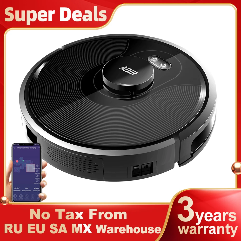 （クーポンコード:AA2500）ロボット掃除機abir X8、レーザーlidarナビゲーション、6500pa吸引、多床マップ、uvランプ、y形状ウェット掃討、アプリ無行くゾーン,TOFウィズ ...