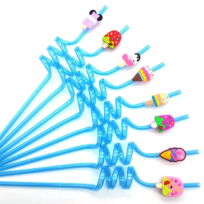 8pcs-26cm-Reusable-Blue-Spiral-Plastic-Straw-Digger-soccer-fire-beach ...