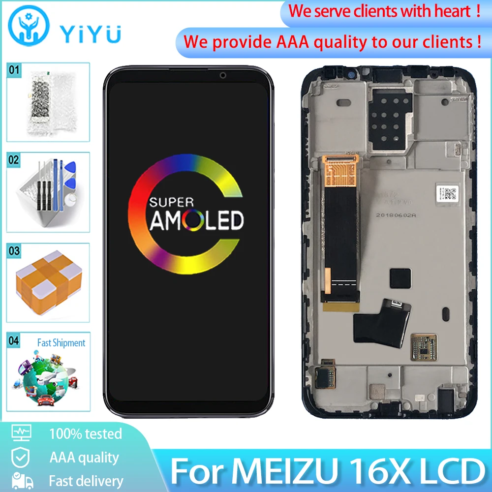 6.0'' Original For Meizu Meizu 16x Lcd Display Touch Screen Digitizer Replacement Parts For ...