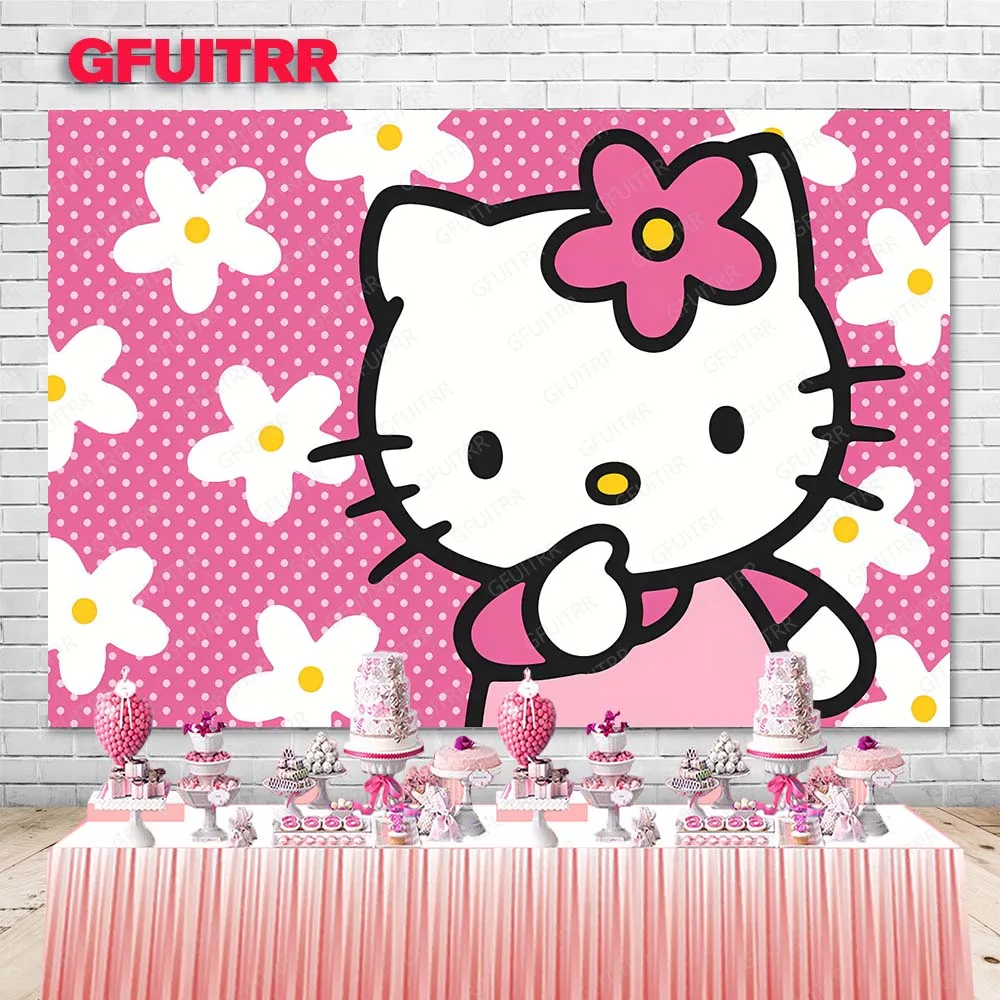 Hello-Kittys-Pink-Backdrop-Girl-Birthday-Party-Photography-Background ...