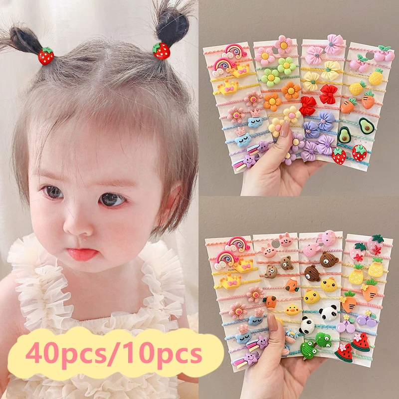 40PCS-10PCS-Hair-Accessories-For-Girl-Elastic-Hair-Bands-Cute-Flowers ...