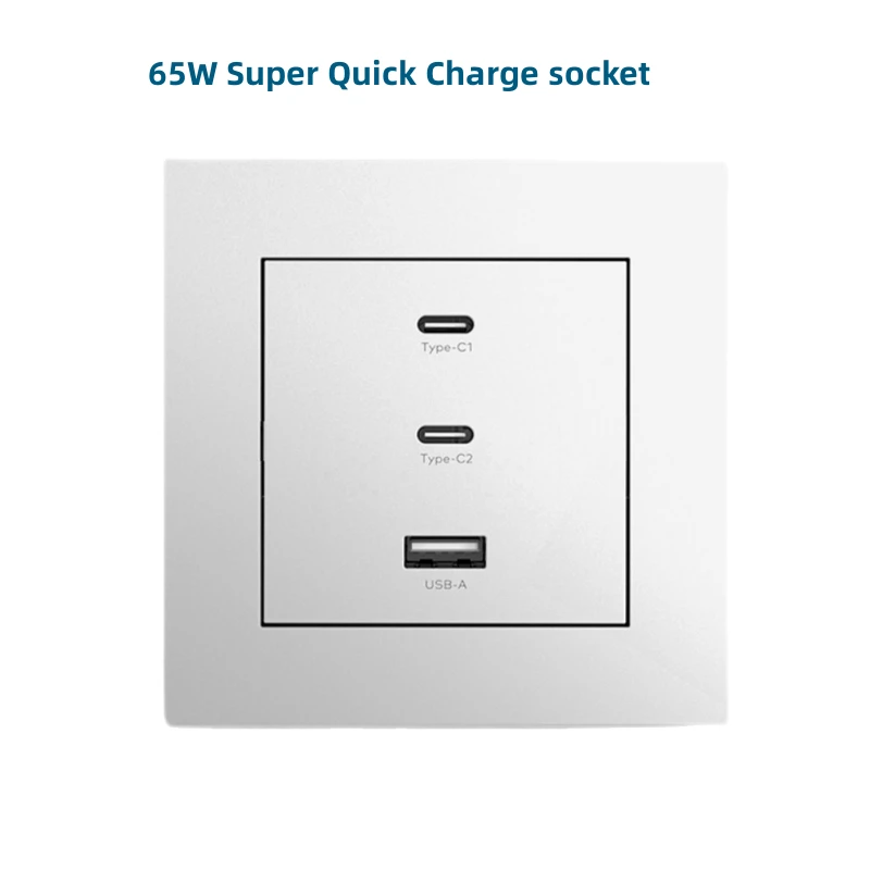 White Universal Smart 65w Super Quick Charge 3port Usb Wall Socket ...