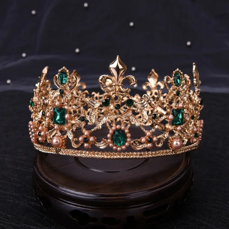 Baroque Vintage Small Royal Queen King Crown For Girl Boy Diadem Round ...