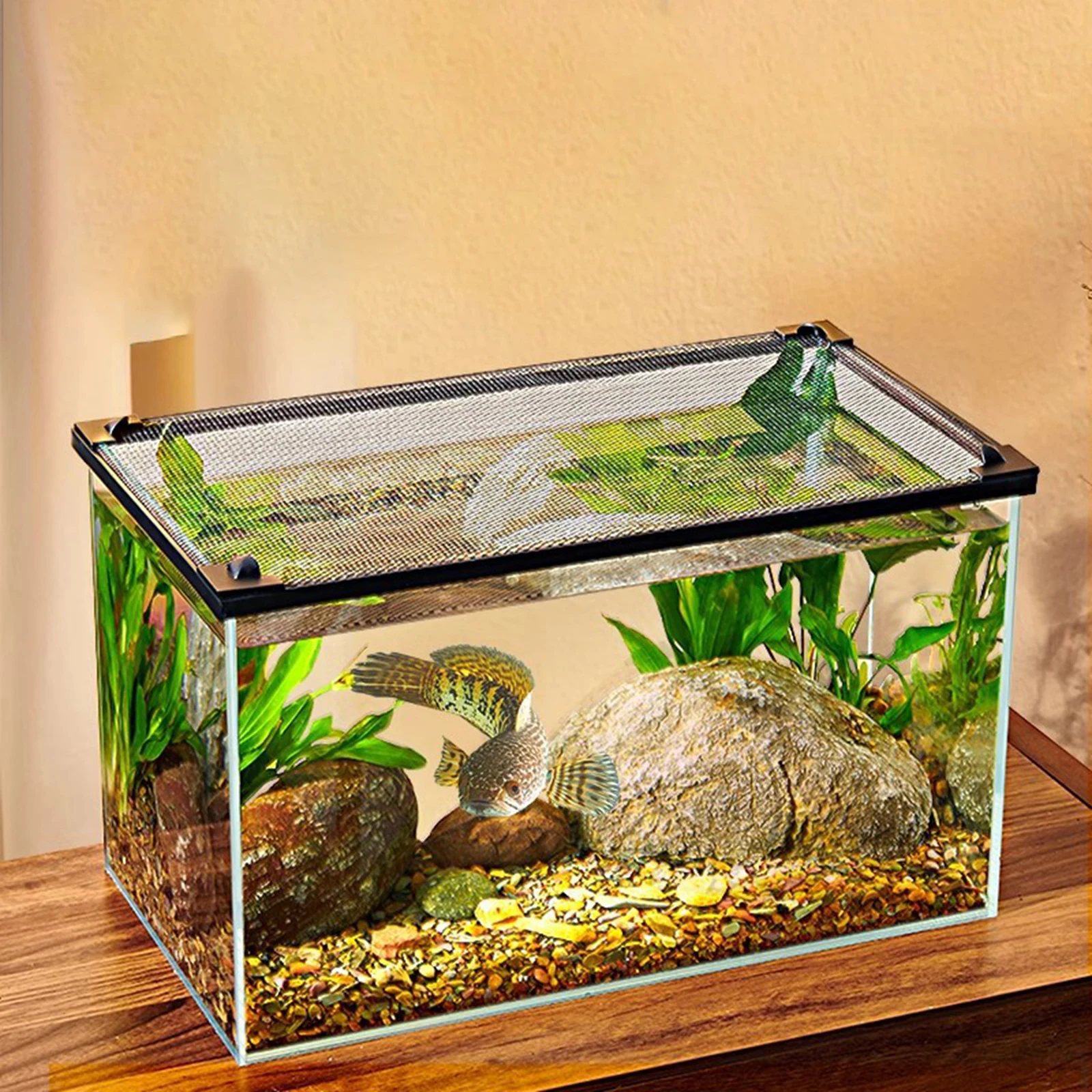Durable-Aquarium-Fish-Tank-Lid-Mesh-Cover-Anti-Jumping-Magnetic-Clear ...