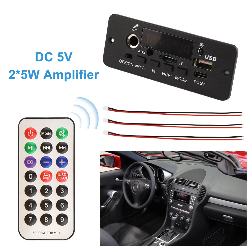 DC 5V MP3 Player 10W Amplifier Bluetooth MP3 Decoder Board Car Music ...