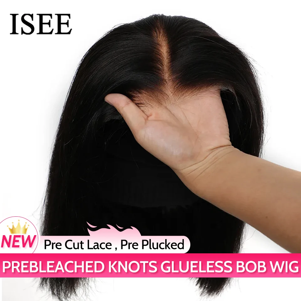 ISEE-Hair-Wear-Go-Glueless-Wigs-Preplucked-Straight-Short-Bob ...