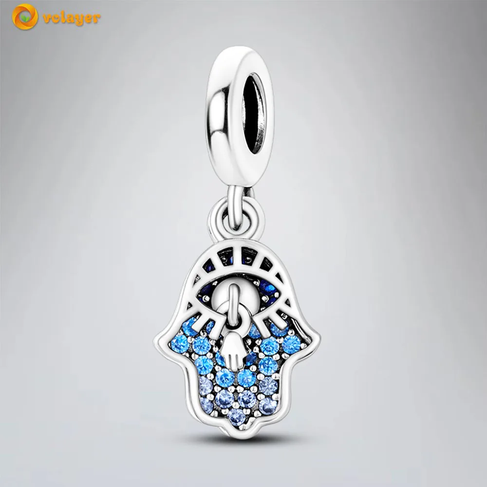 Volayer 925 Sterling Silver Beads Hand of Fatima Dangle Charm fit ...